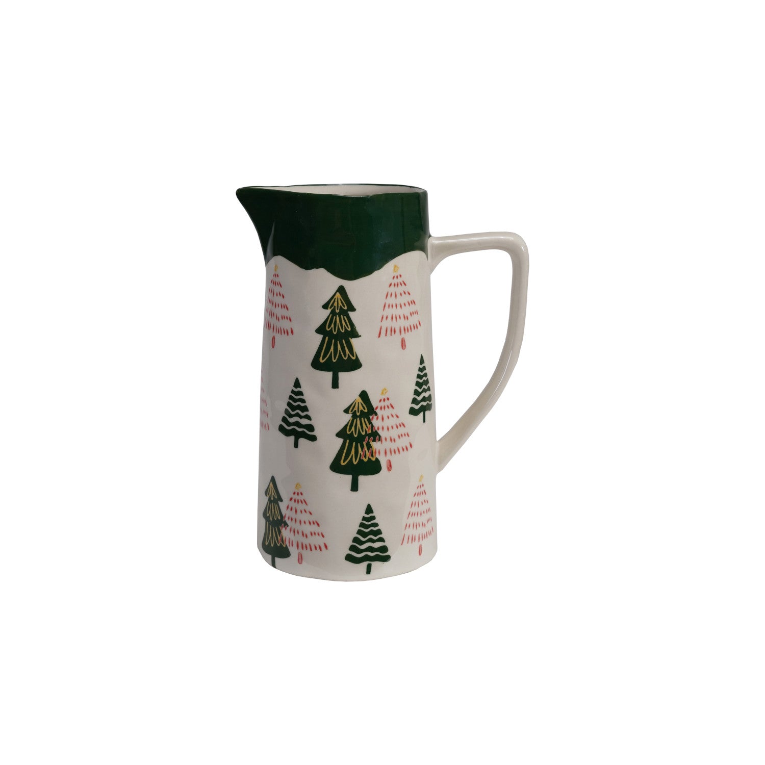 48 oz. Hand-Painted Stoneware Pitcher with Trees – MillTown Bath ...